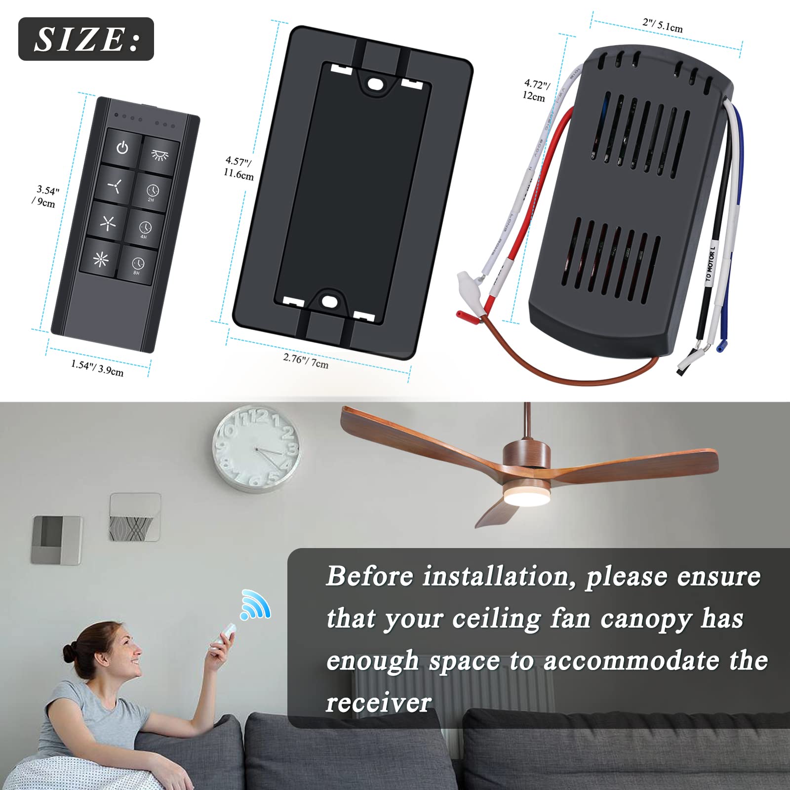 CeilingBreeze Smart Ceiling Fan Remote for AC Fan (Black) – CeilingBreeze